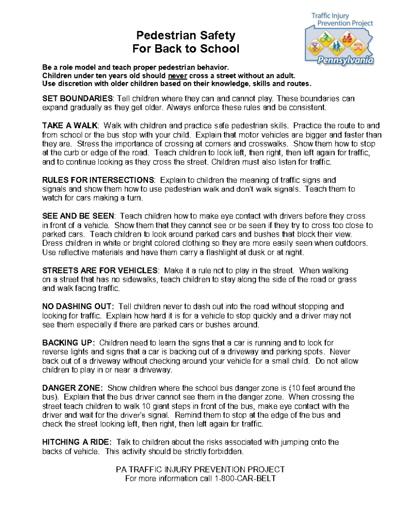 TIPP: Pedestrian Safety For Back to School – Traffic Injury Prevention ...